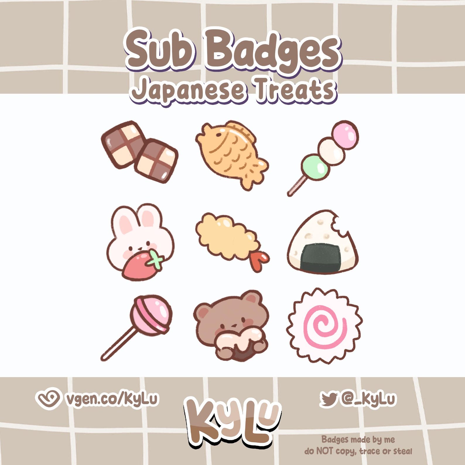 9 Cute Japanese Sub / Bits / Discord Badges︱japanese Treats Style ...