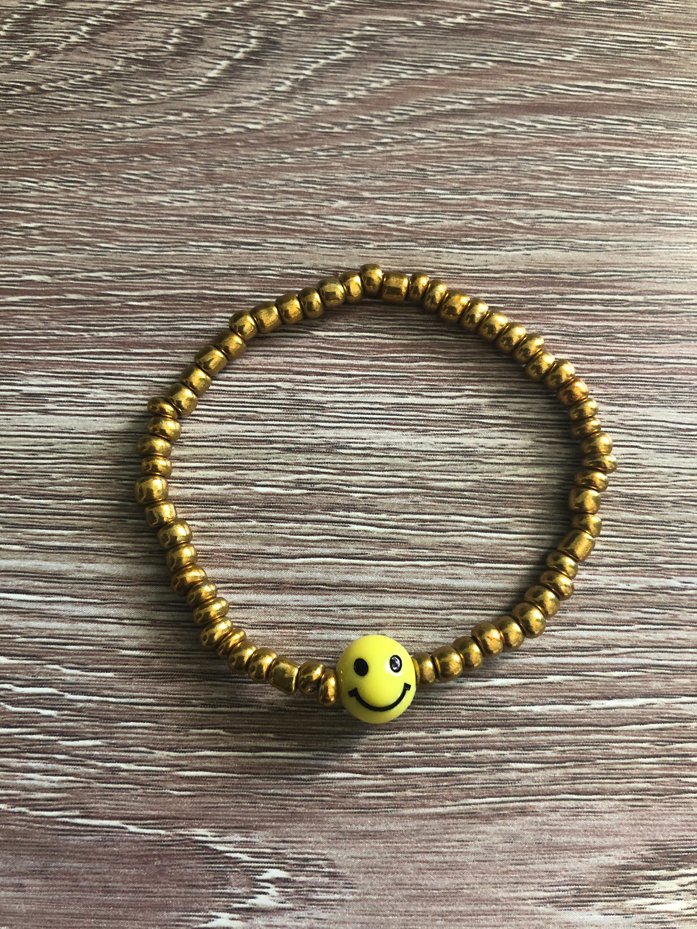 Gold Smiley Face Bracelet - Etsy Sweden