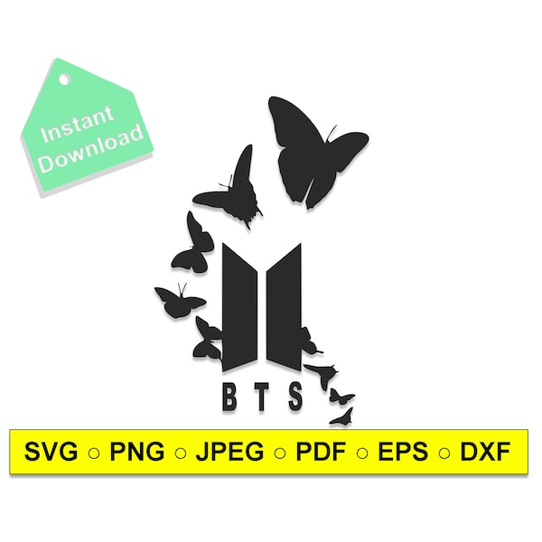 BTS Silhouette Logo SVG Svg Png Pdf DXF Eps Cricut Cut File, Silhouette ...