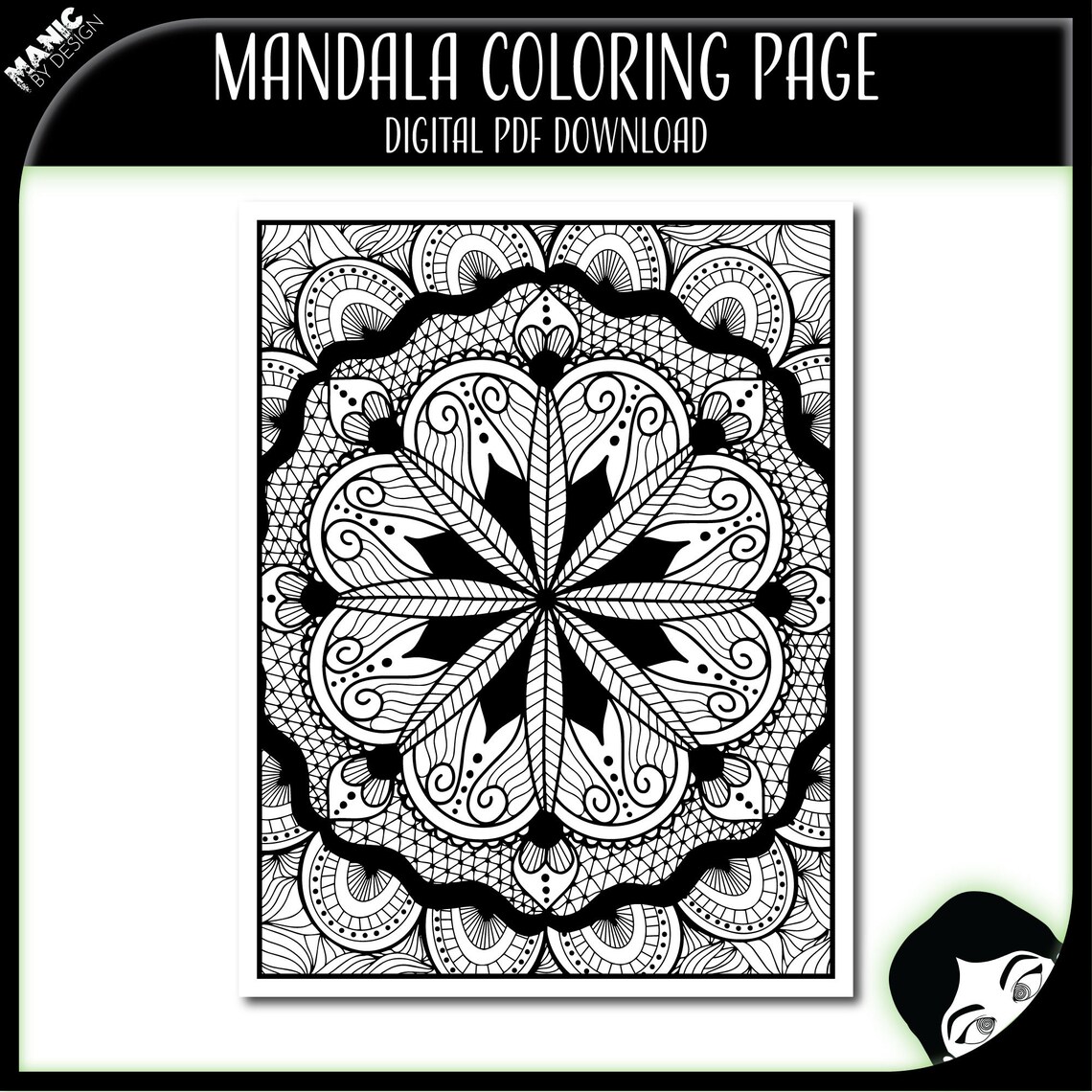 Mandala Coloring Page Digital Download Printable PDF Floral Pattern ...
