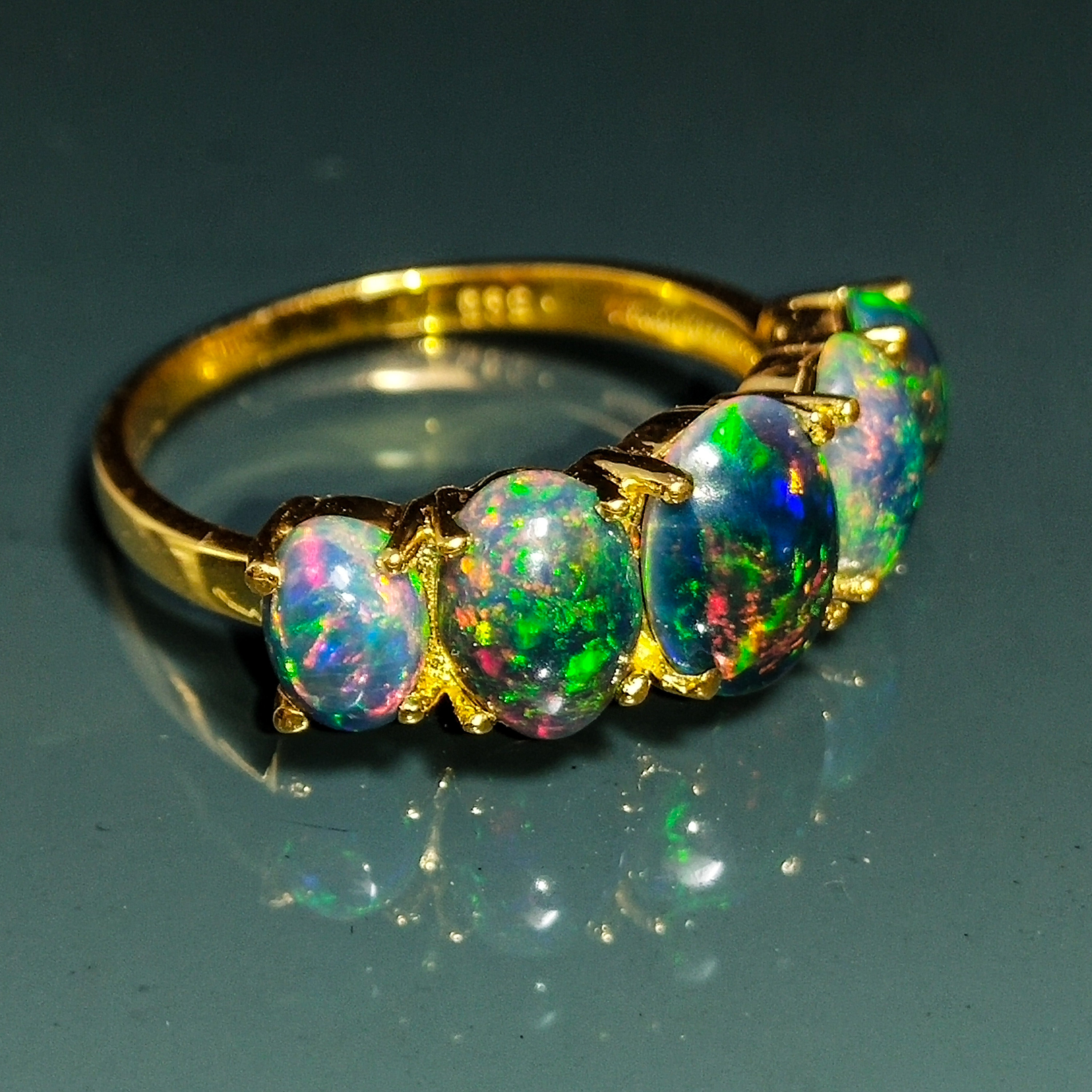 Black Opal Ring-14k Black Fire Opal Ring-black Opal - Etsy