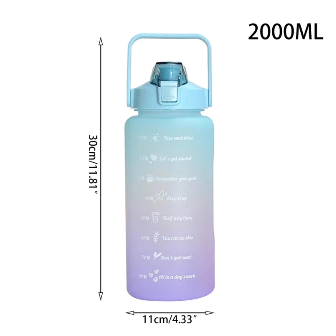 2 Litre 2000ml Large Capacity Water Bottle With Straw and - Etsy