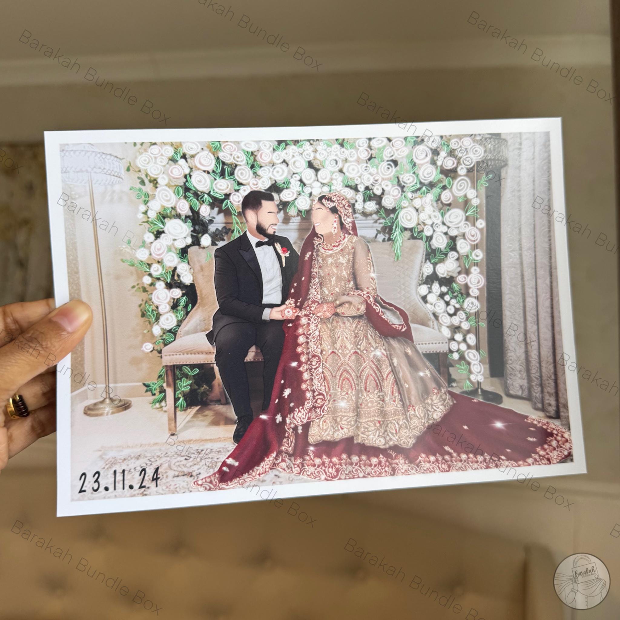 Custom Faceless Illustration Portrait | Wedding Nikkah Gifts ...