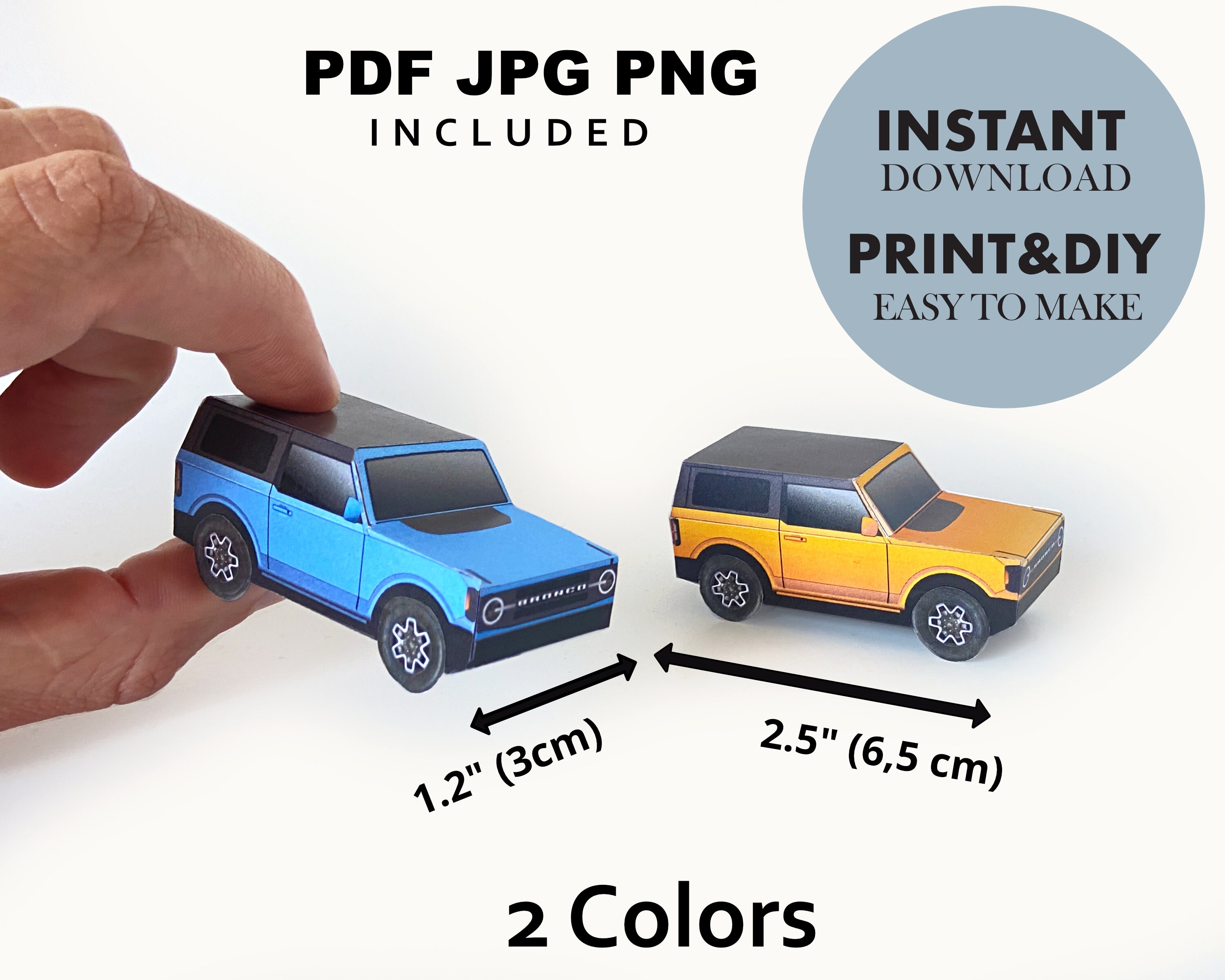 Miniature Ford Bronco 1:64 Car Template Printable Paper - Etsy Canada