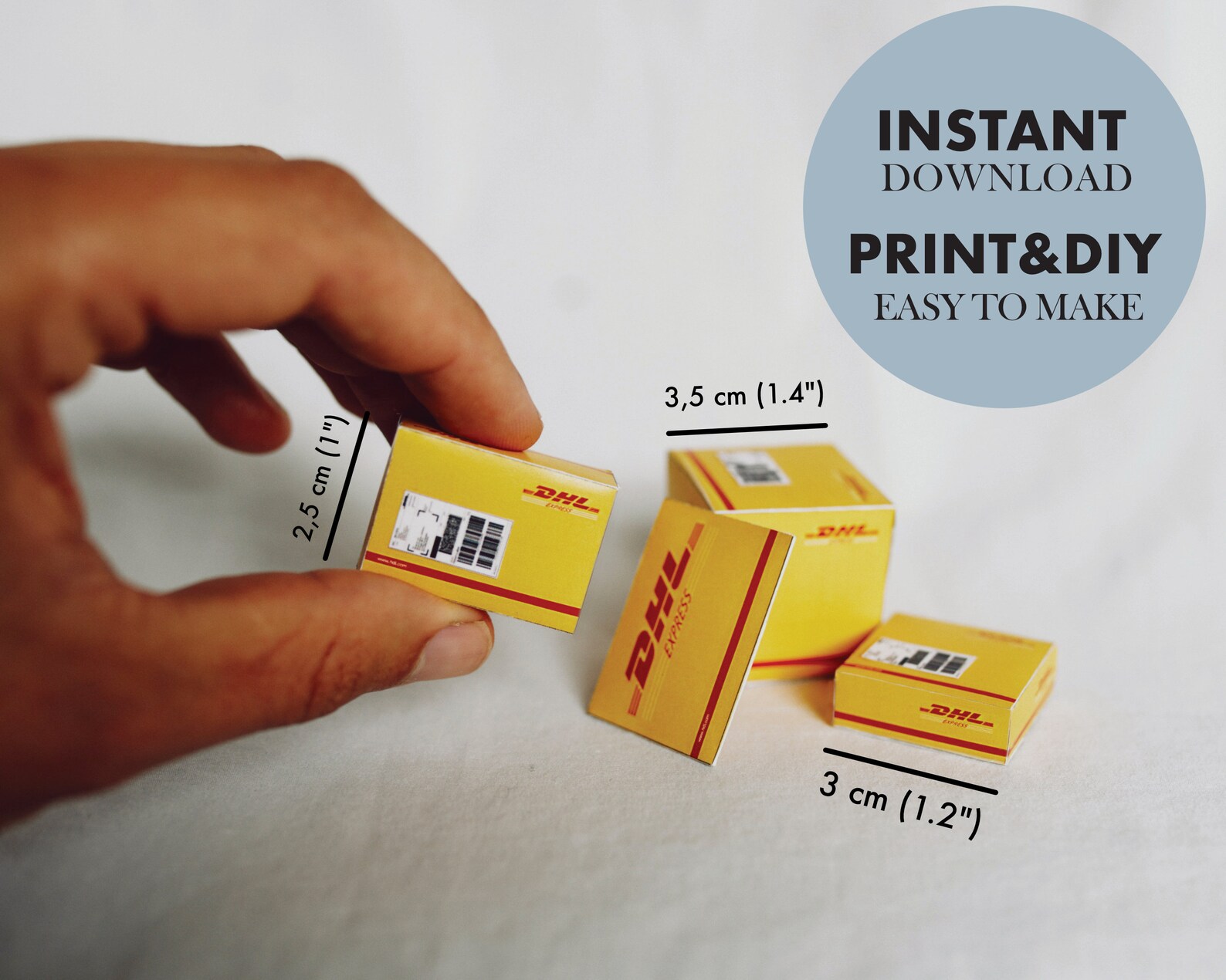 Mini DHL Express Shipping Box Template Instant Download - Etsy Finland