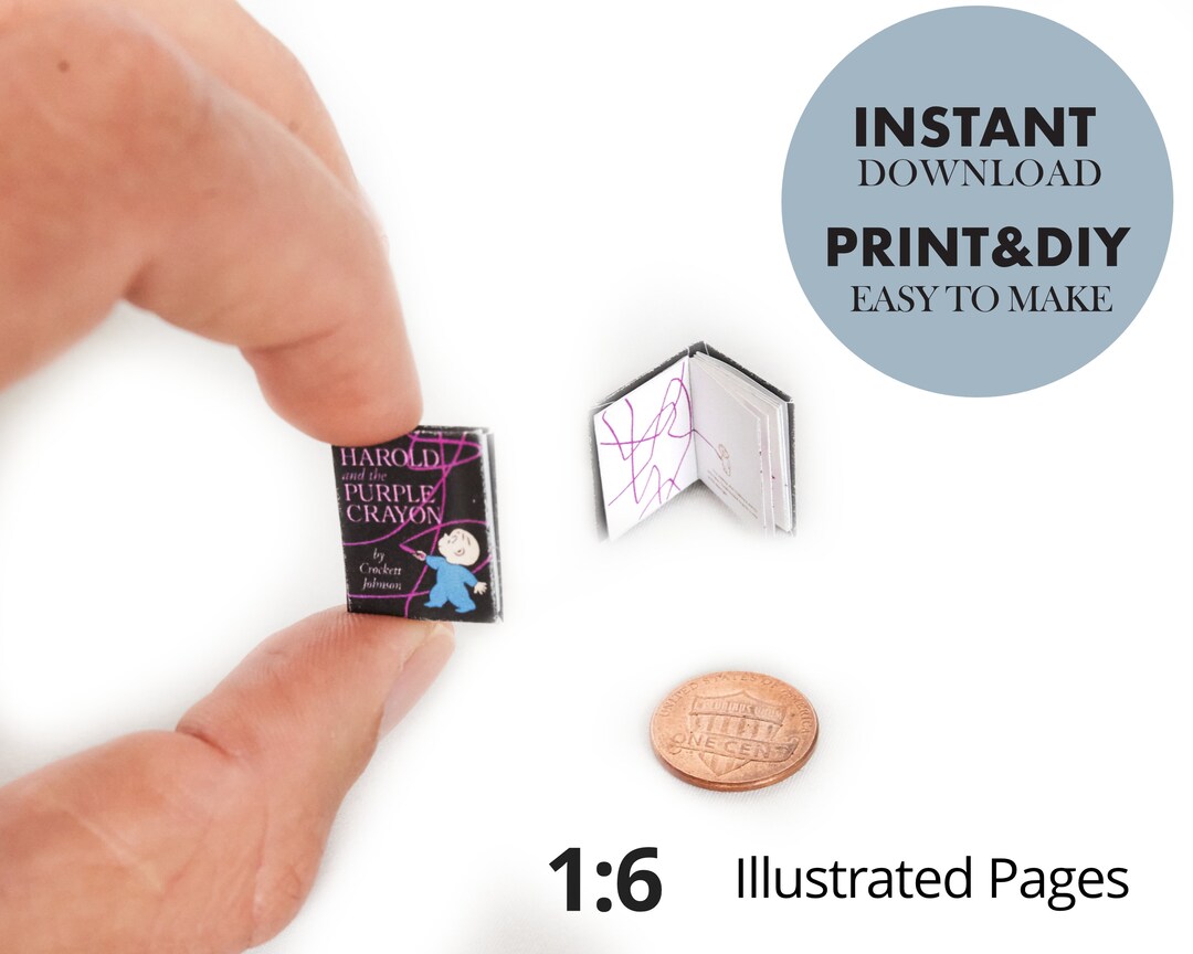 Miniature Harold and the Purple Crayon Book, Printable DIY Craft ...