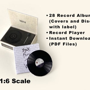 Mini Record Albums 1:6 With Record Player, Printable DIY Vinyls - Etsy