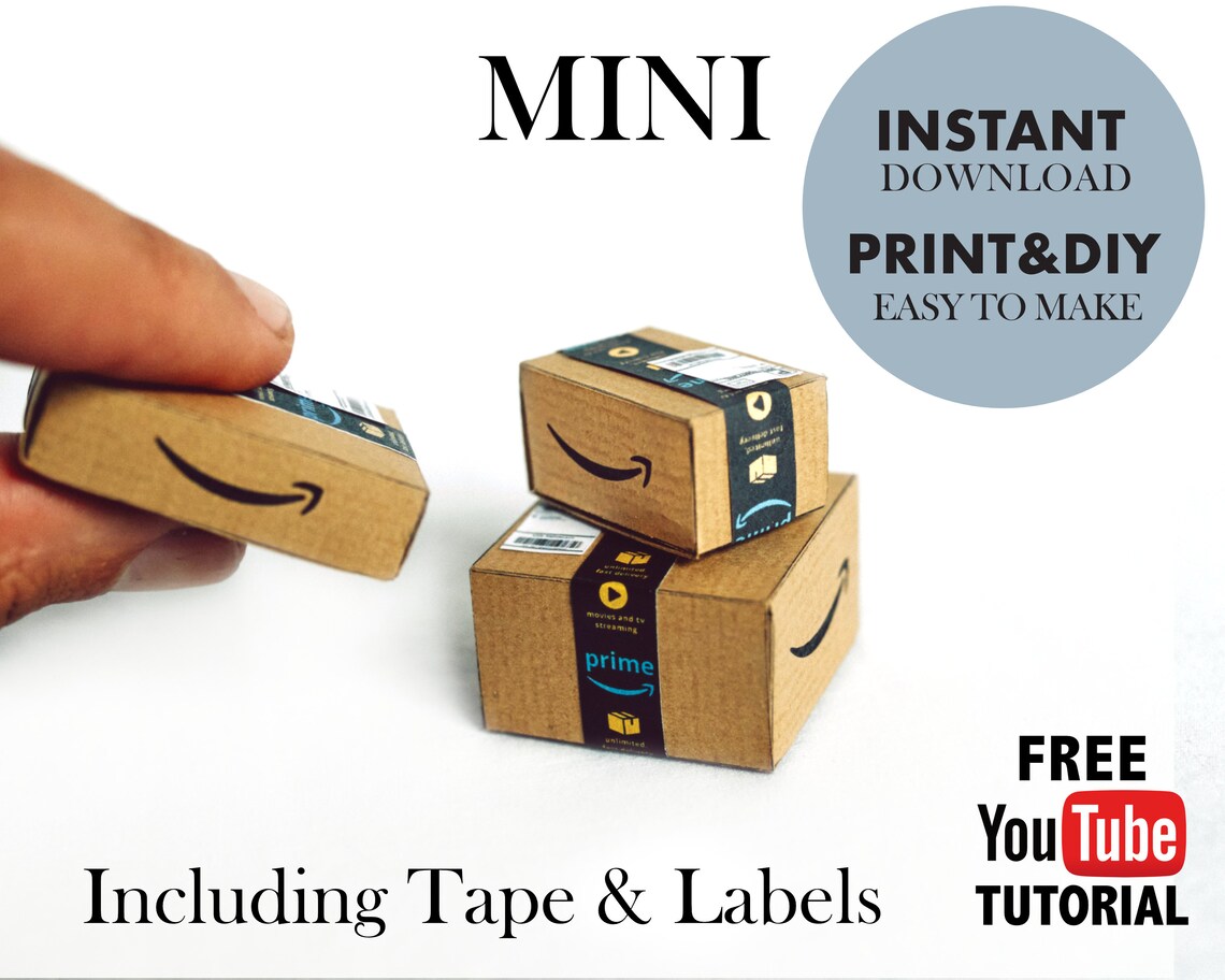Mini AMAZON BOX 1:6 Template Instant Download Printable - Etsy