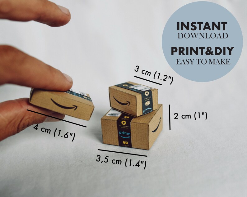 Mini AMAZON BOX 1:6 Template Instant Download Printable - Etsy