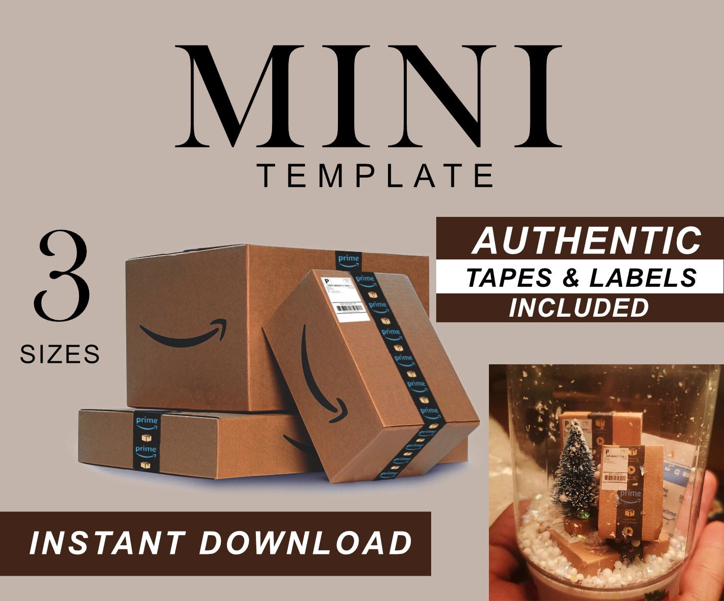 Mini AMAZON BOX template Instant Download printable Packages | Etsy