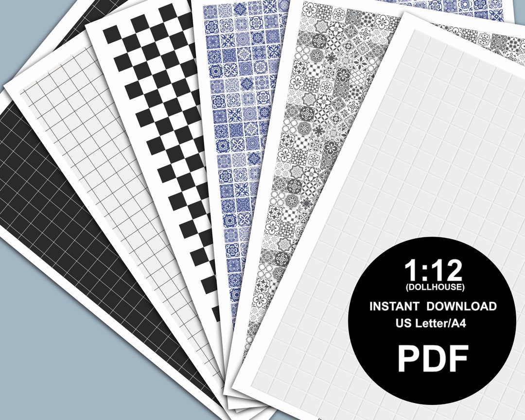 Dollhouse Tile Flooring/wall Pattern 1:12, Mini Printable PDF, 6 ...