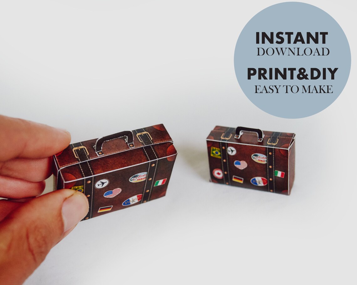 Miniature Travel Suitcases Printable DIY Mini Paper Templates - Etsy
