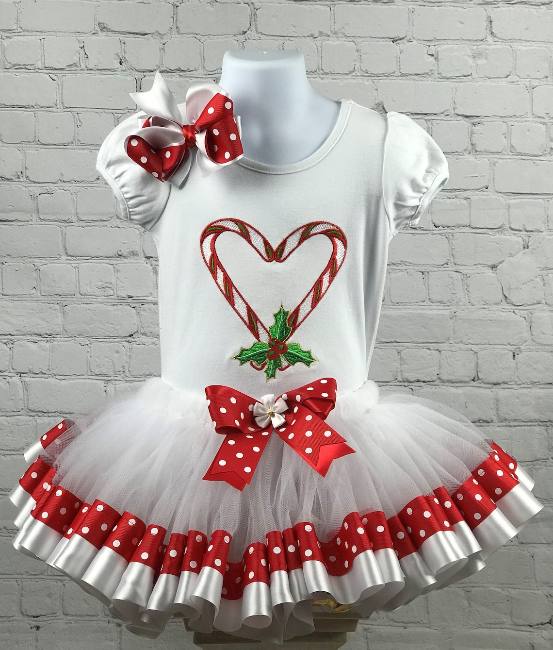 Girl Christmas Outfit Candy Cane Cutie Shirt Ribbon Tutu | Etsy