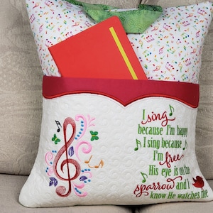 Reading Pocket Pillow, Scripture Verse, Music Note Pillow, Bedroom ...