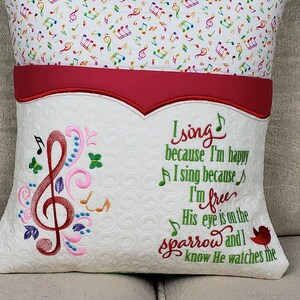 Reading Pocket Pillow, Scripture Verse, Music Note Pillow, Bedroom ...