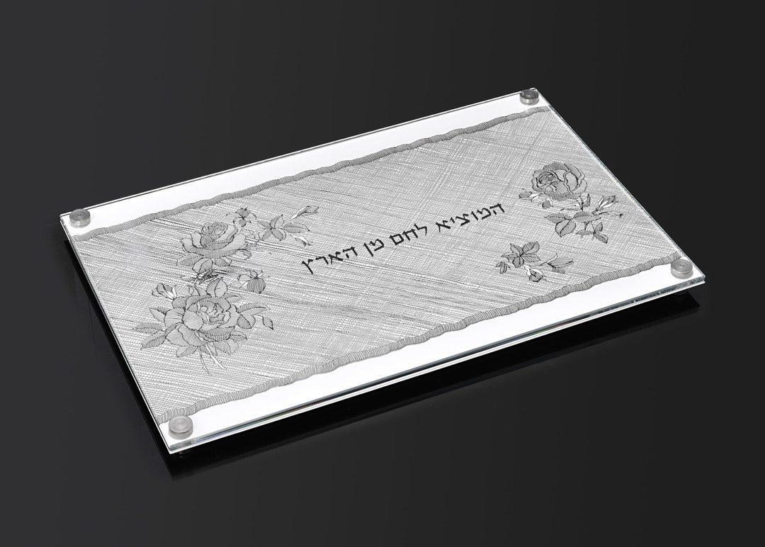 Silver Roses Challah Board – Modern Glass & Stainless Steel, Handmade ...