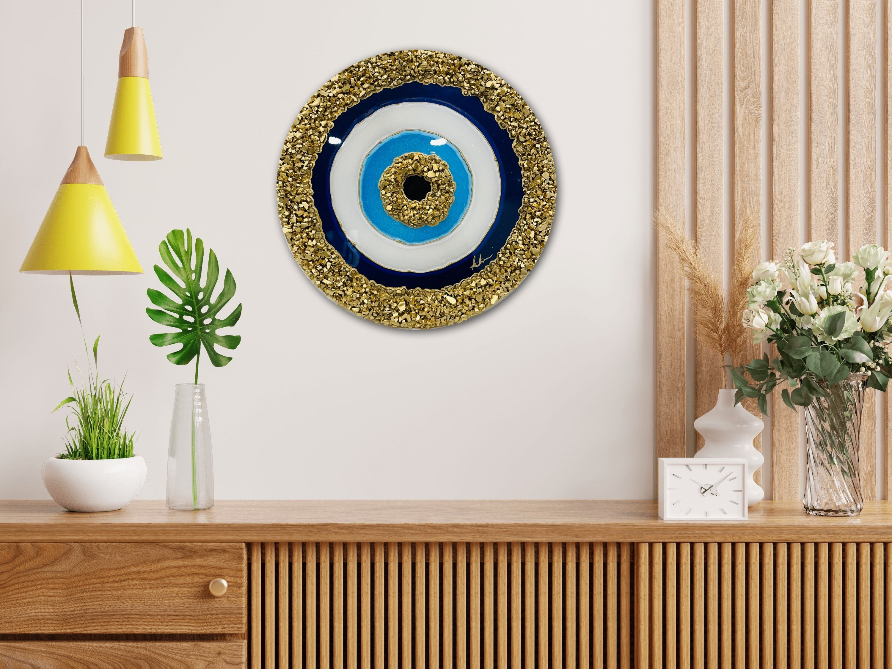 Gold Evil Eye - Custom Epoxy Resin Art Moon - Etsy