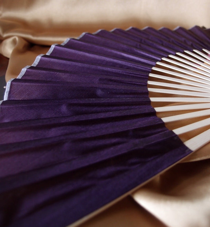 9 Dark Purple Silk Hand Fans for Weddings 10 Pack - Etsy