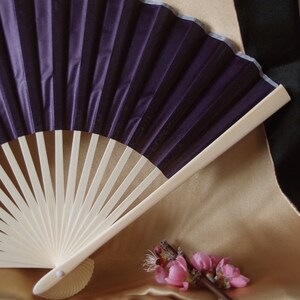 9 Dark Purple Silk Hand Fans for Weddings 10 Pack - Etsy