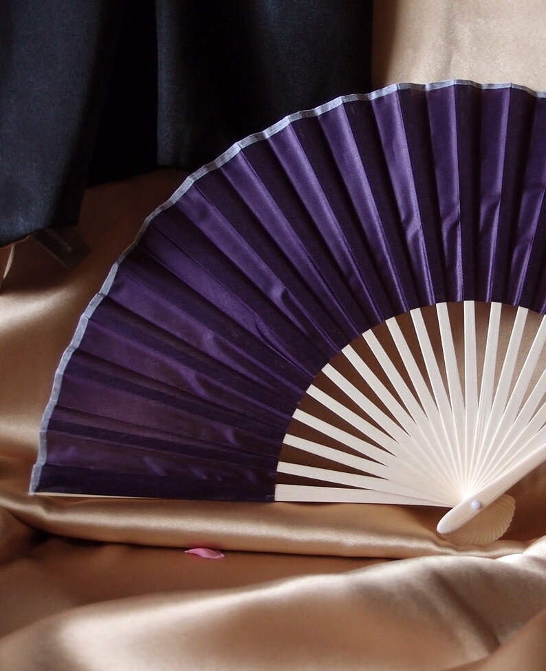 9 Dark Purple Silk Hand Fans for Weddings 10 Pack - Etsy