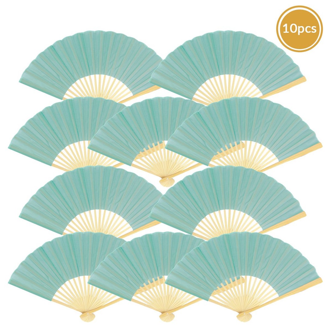 9 Water Blue Silk Hand Fans for Weddings 10 Pack - Etsy
