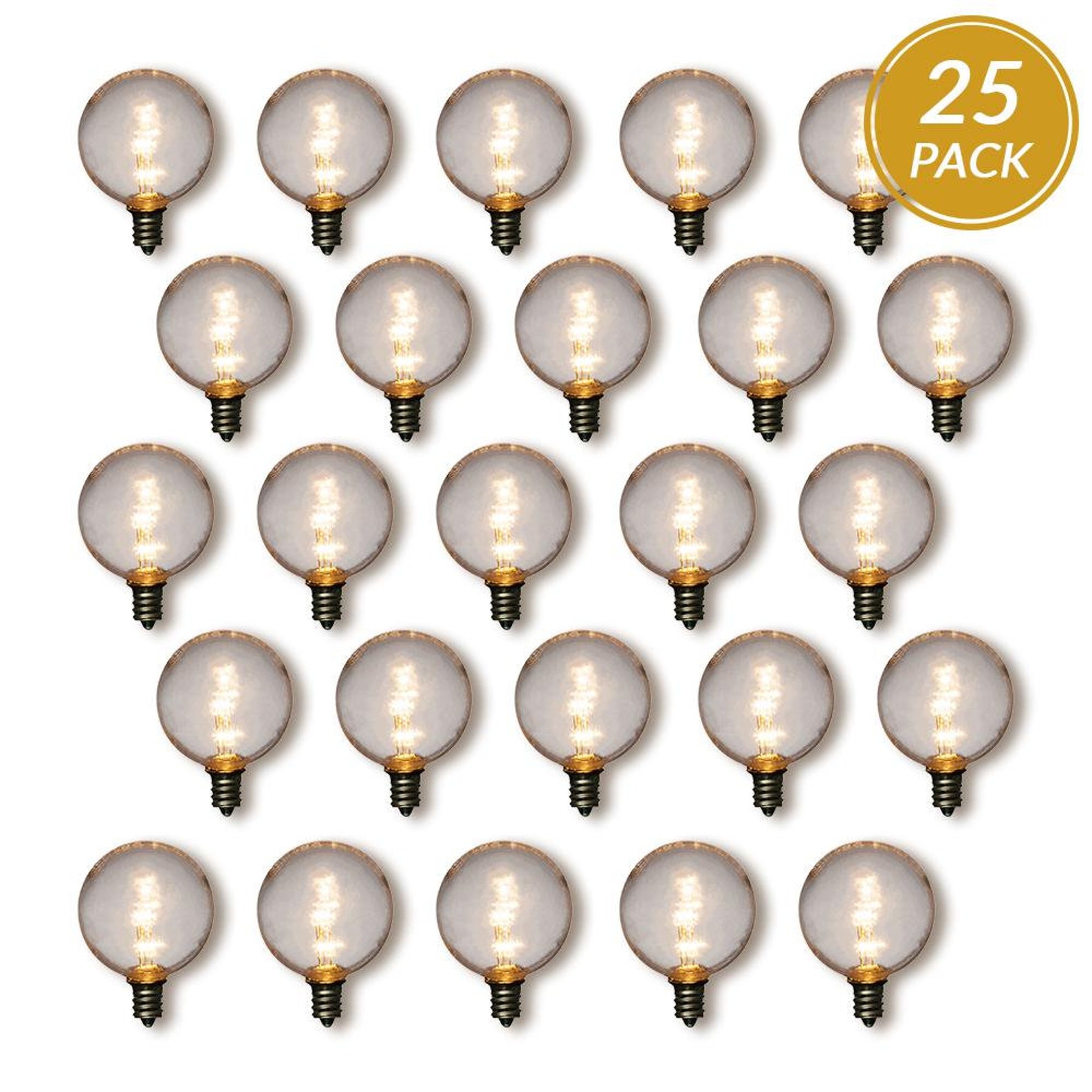 25-pack Warm White .5-watt LED G40 Globe Light Bulb - Etsy