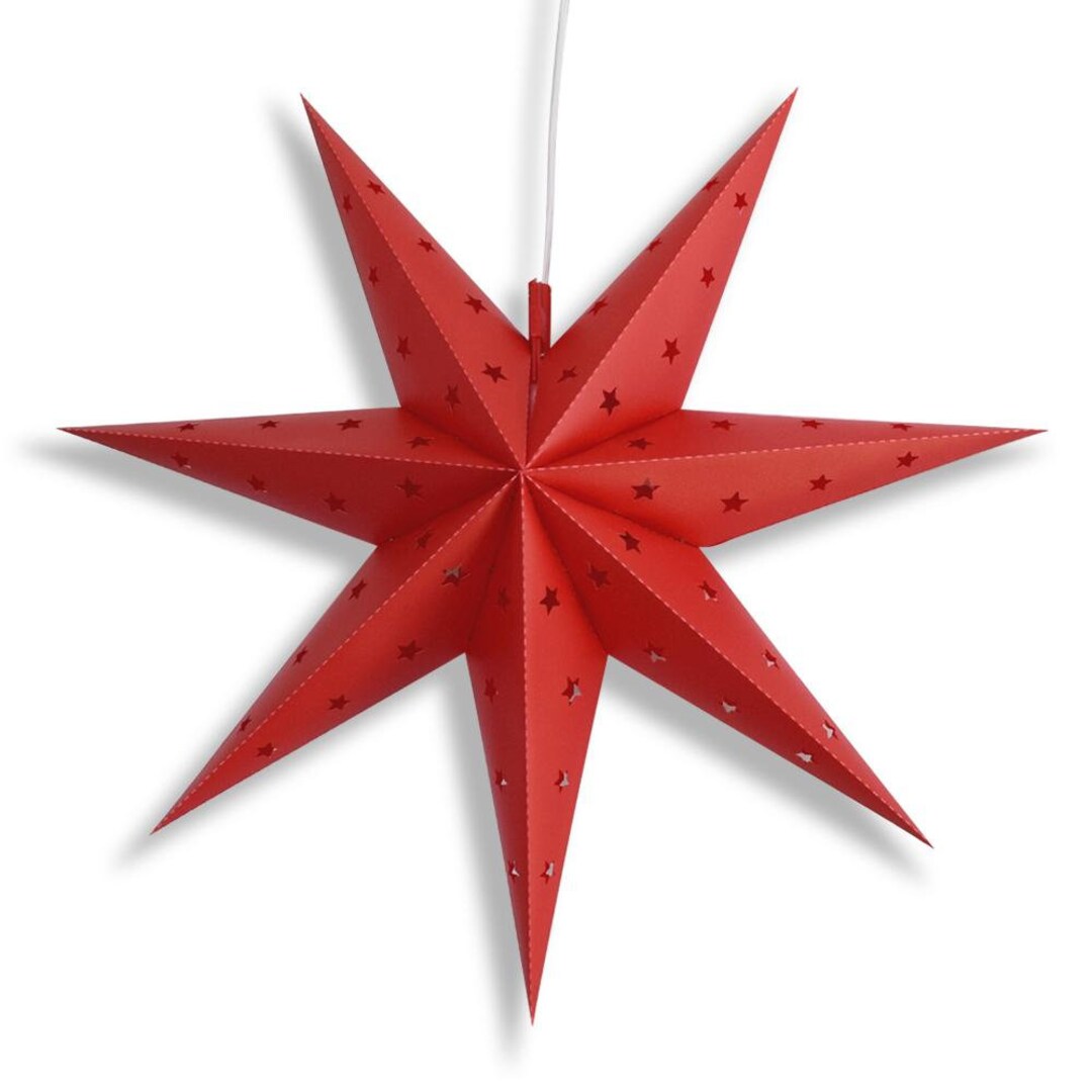 24 Red 7-point Weatherproof Star Lantern Lamp, Hanging Decoration shade ...