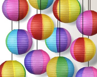 14 Rainbow Multi-color Paper Lantern Even Ribbing - Etsy