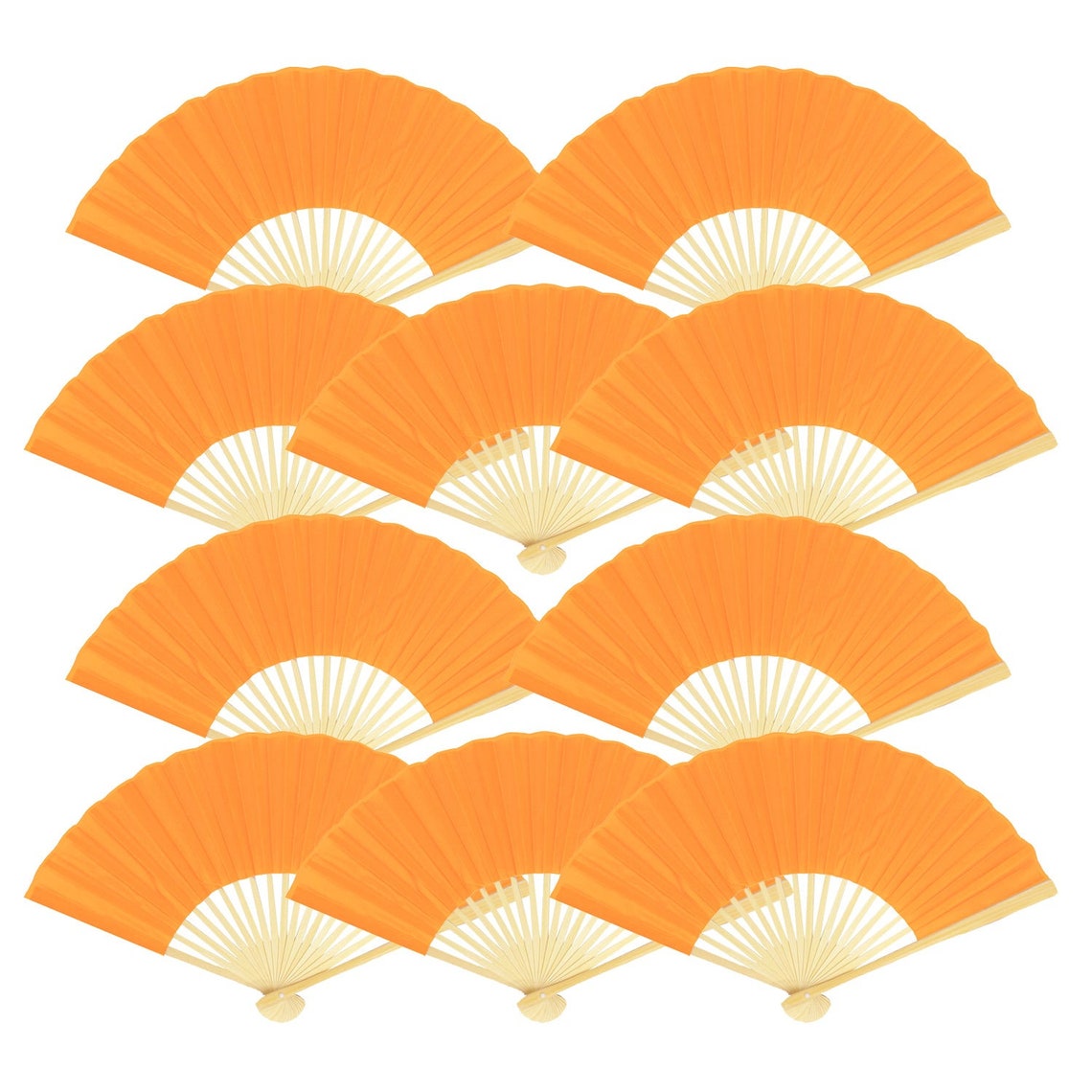 9 Orange Silk Hand Fans for Weddings 10 Pack - Etsy