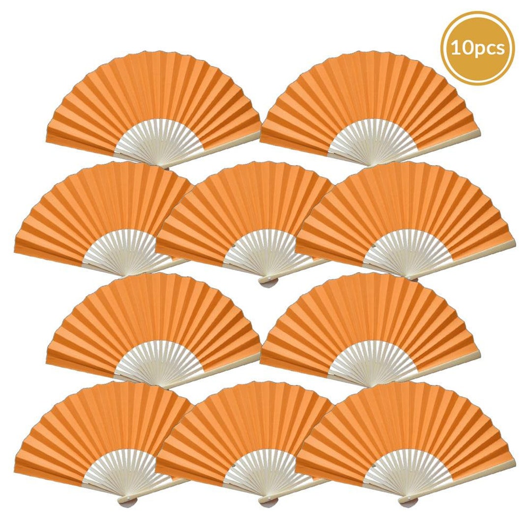 9 Orange Paper Hand Fans for Weddings, Premium Paper Stock 10 Pack - Etsy