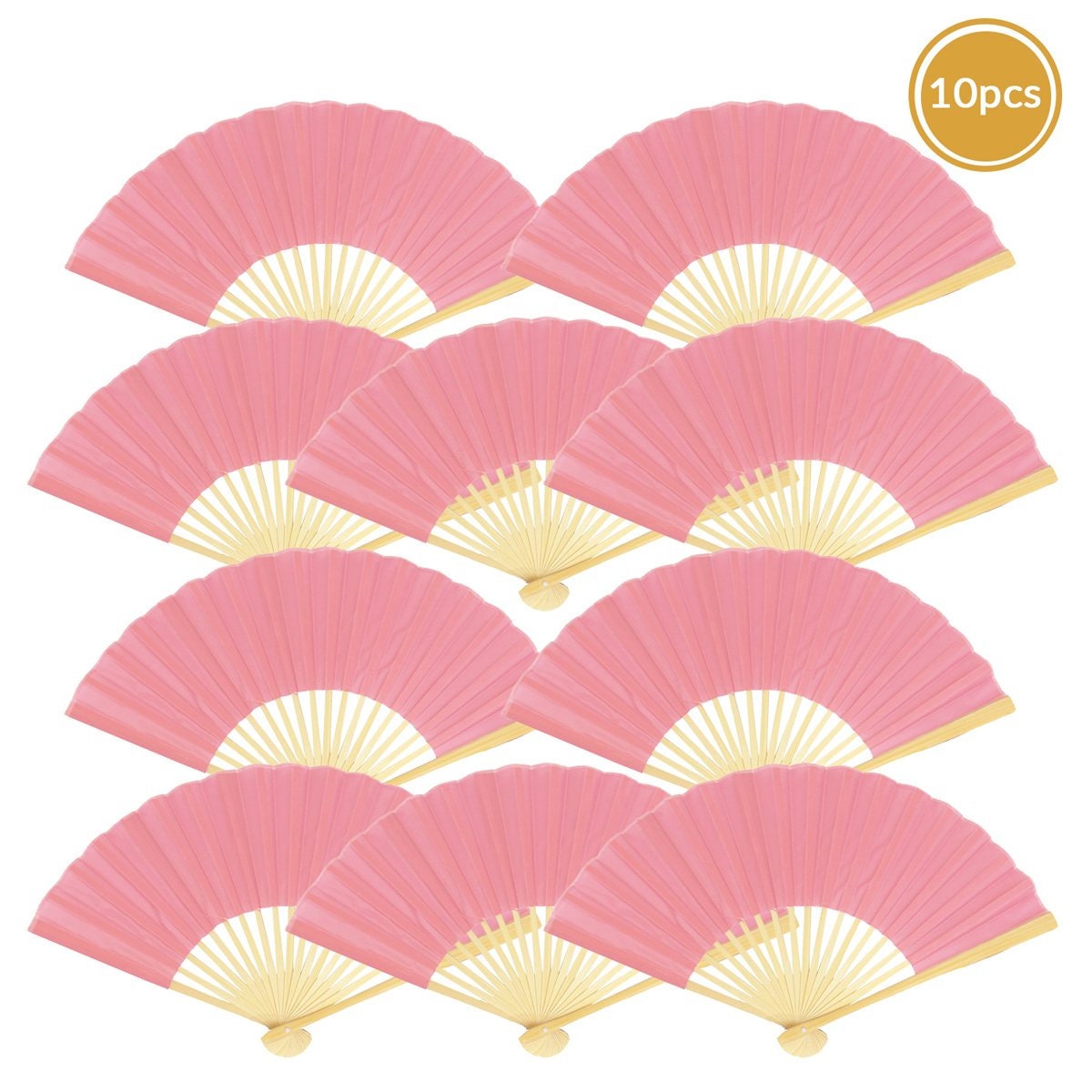 9 Pink Silk Hand Fans for Weddings 10 Pack - Etsy
