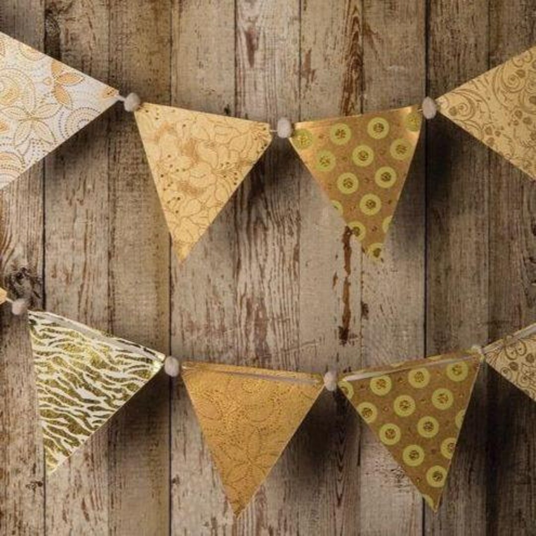 Gold Paper Large Triangle Pennant Banner 9.5 Foot Long - Etsy