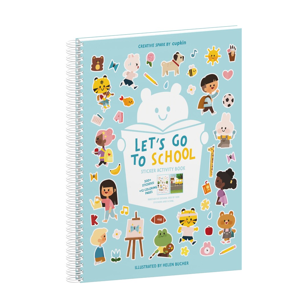 Lets Go to School Activity Book Side by Side Sticker Books Spiral Bound ...
