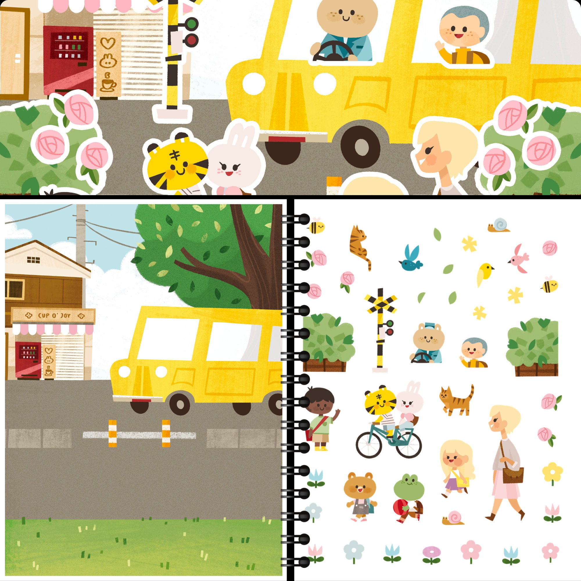 Let’s Go to School Activity Book Side by Side Sticker Books Spiral ...