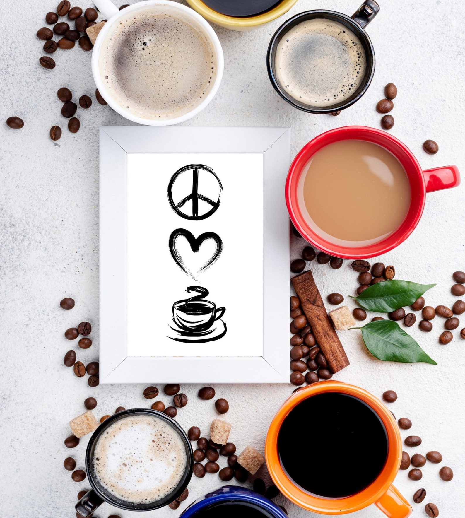 Peace Love Coffee Printable Art Funny Quote, Coffee Fanatic Gift ...