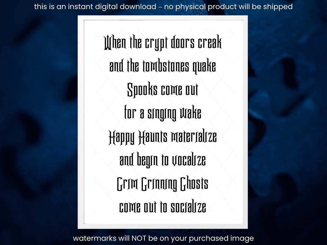 Grim Grinning Ghosts Lyrics Verse1 ~ Printable Spooky Halloween ...