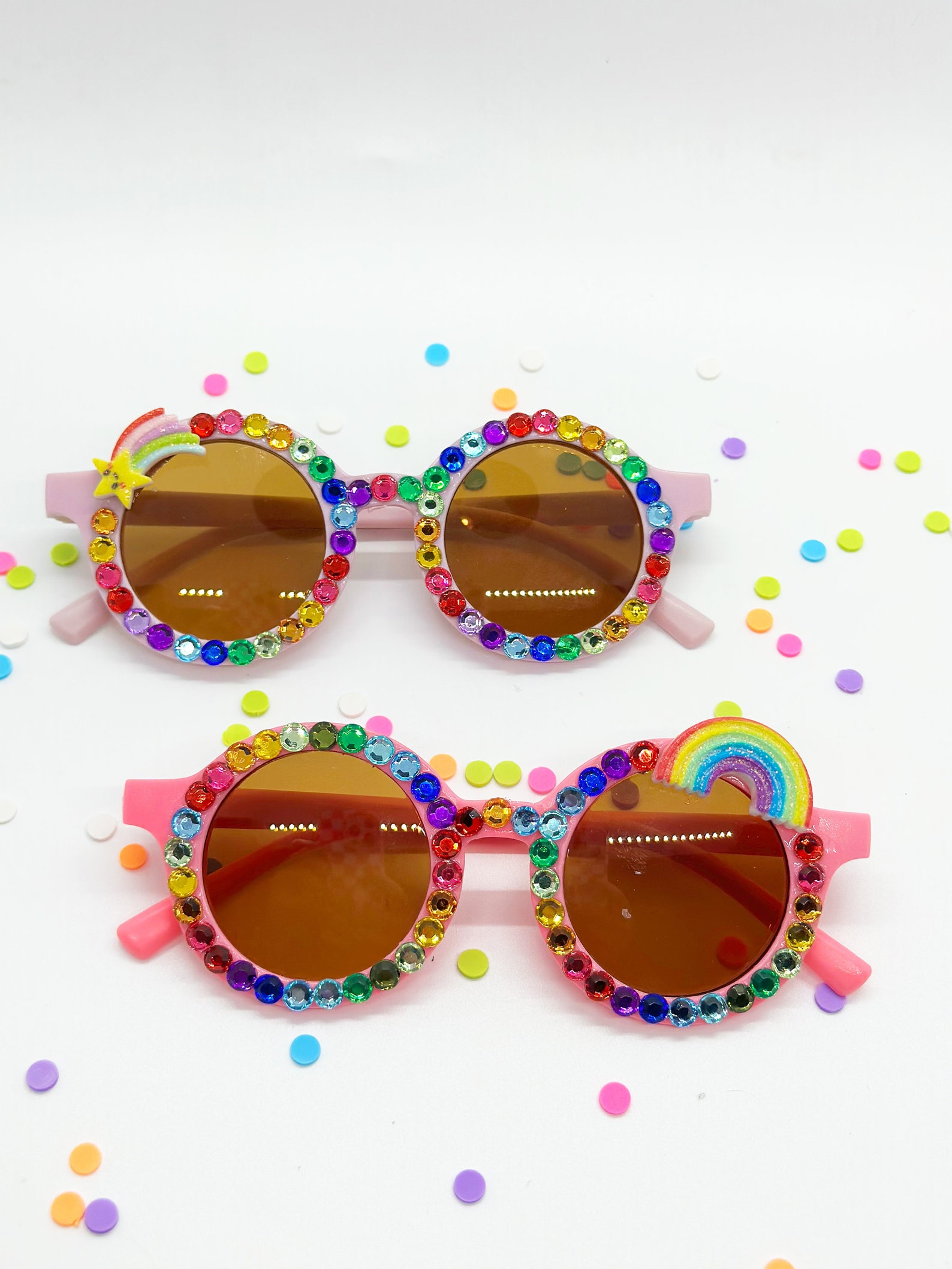 Girls Rainbow Rhinestones Colorful Bling Sunglasses Kids Sunnies - Etsy