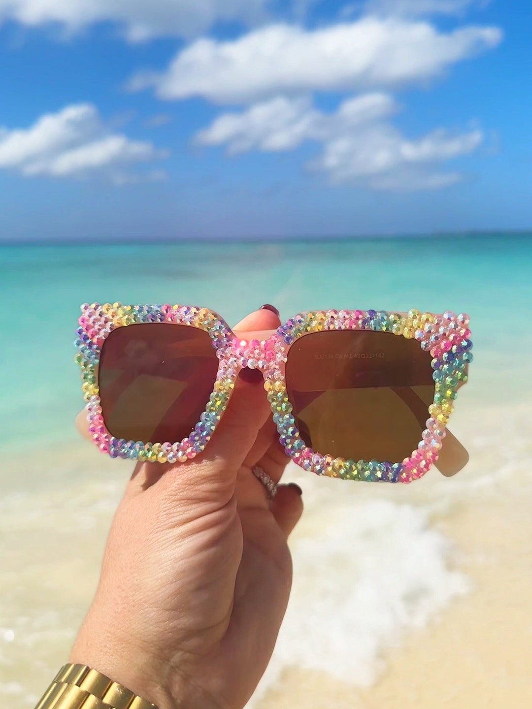 Crystal Jelly Bling Sunnies| Rainbow Colorful Oversized | Concert ...