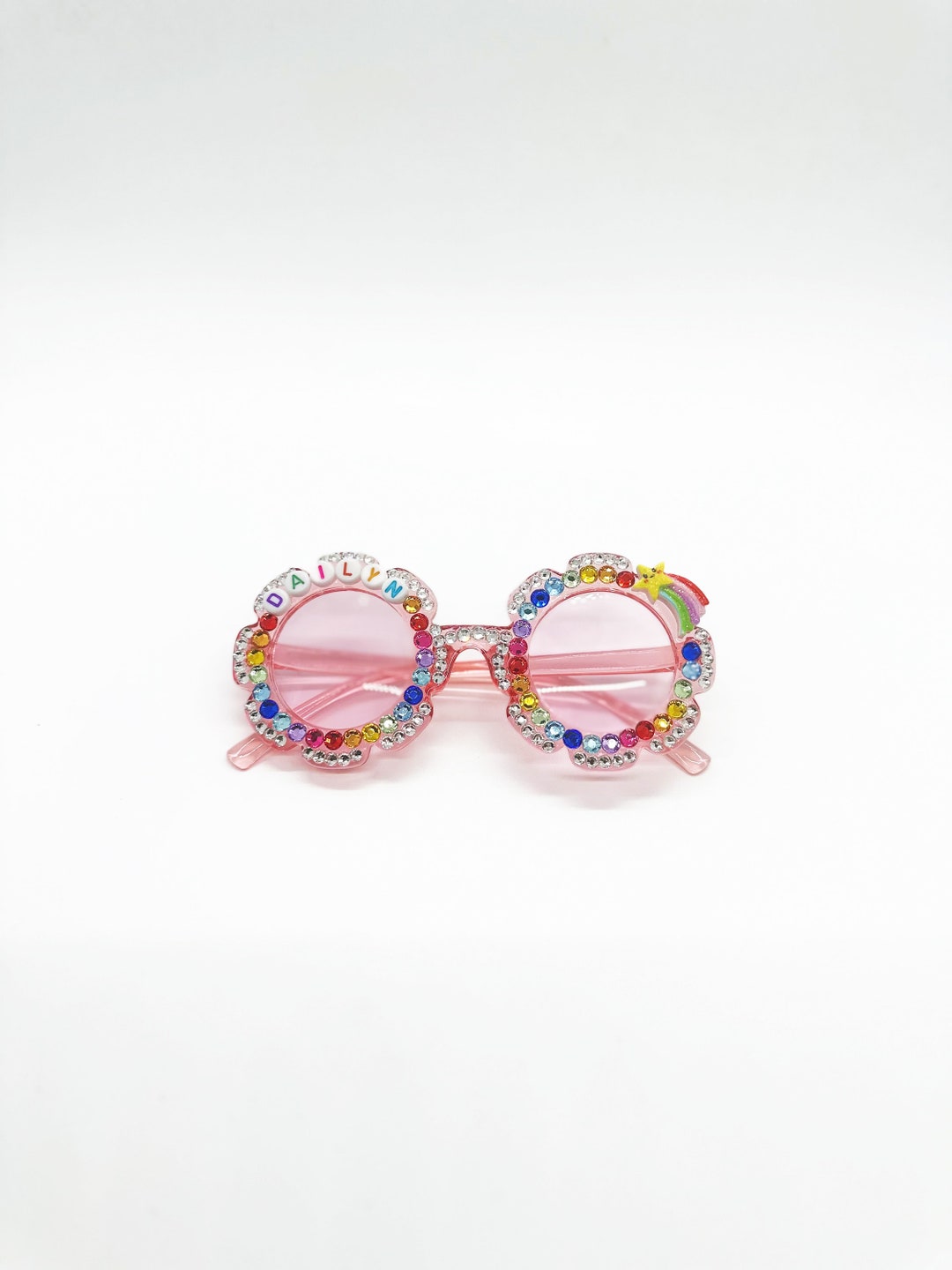 Kids Personalized Rainbow Rhinestone Bling Sunglasses Custom Sunnies ...