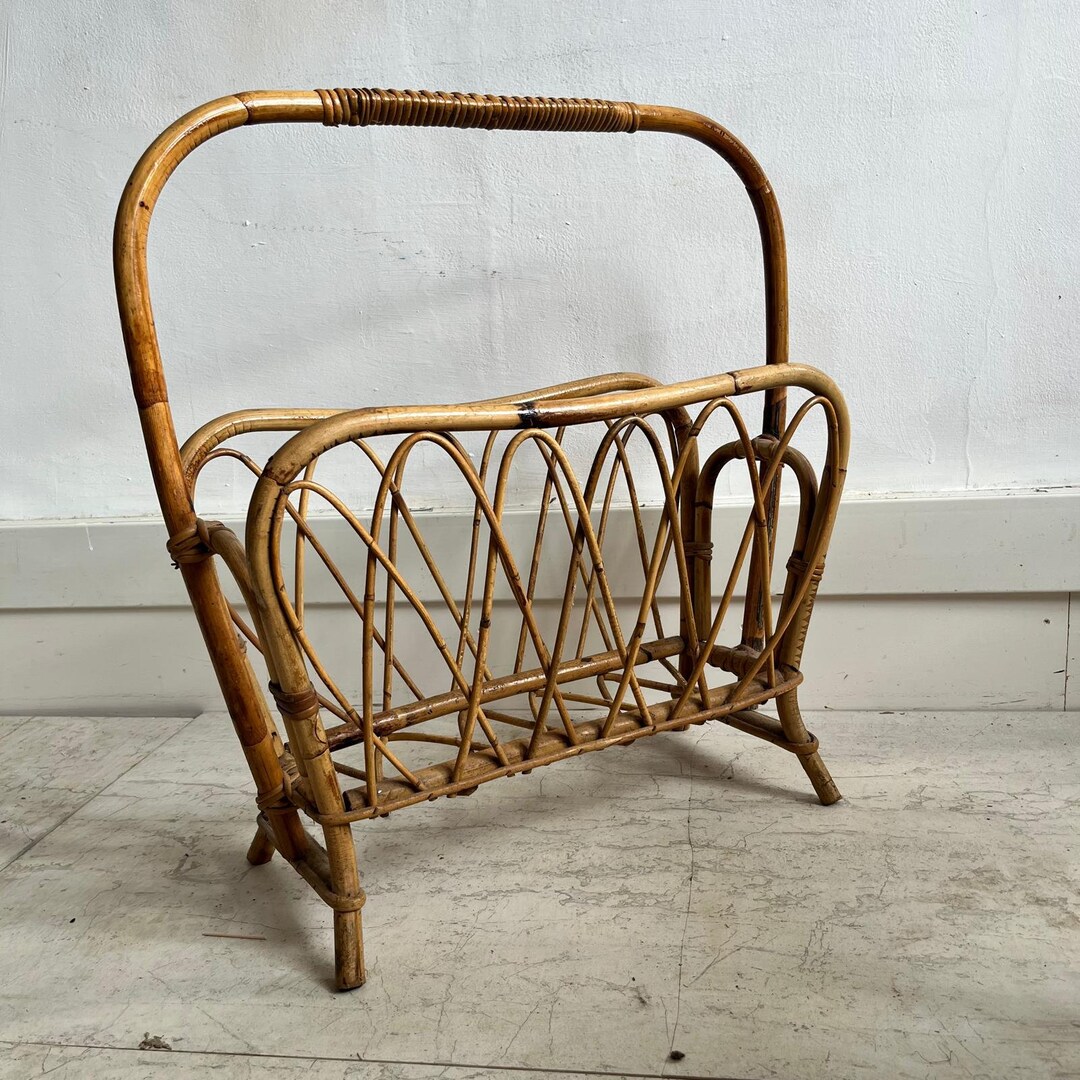 Large Bamboo and Cane Magazine Rack - Etsy
