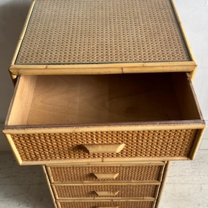 Vintage Cane and Bamboo Tallboy / Chest of Drawers 70s - Etsy