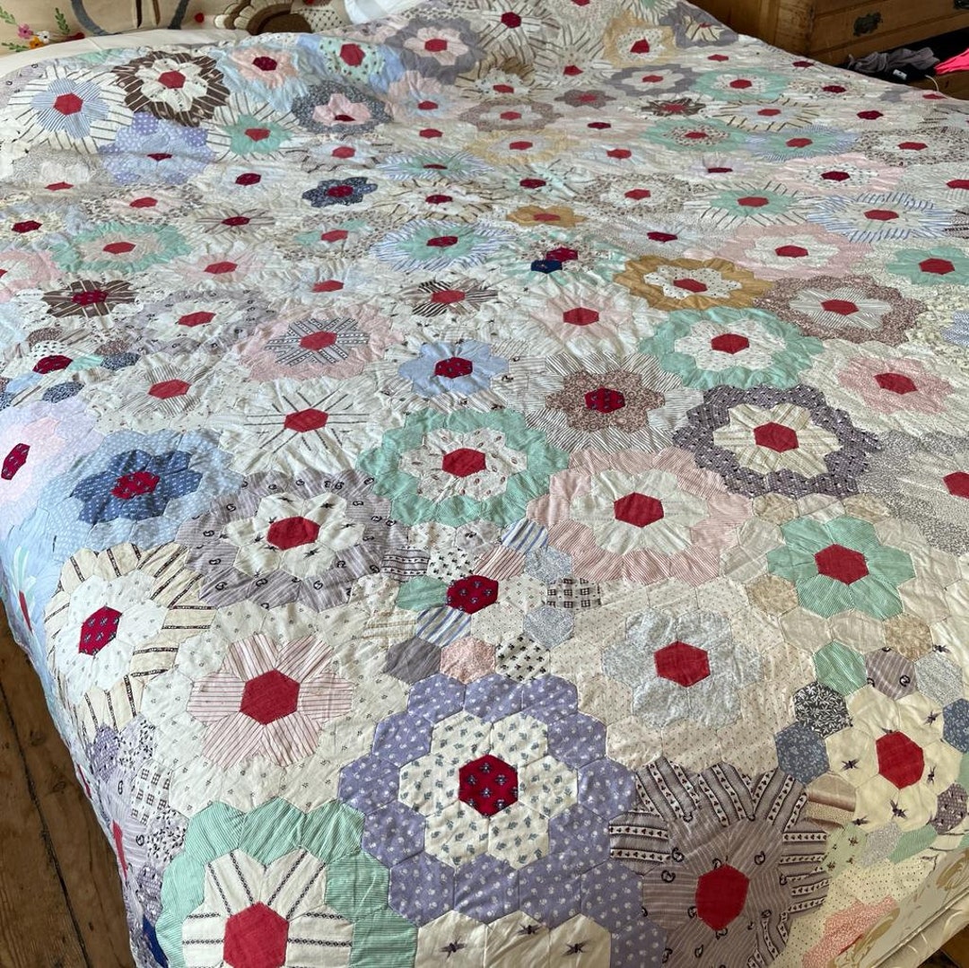 19th Century Hand Stitched Patchwork Quilt - Etsy