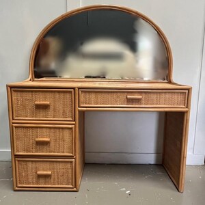 Cane and Bamboo Dressing Table With Attached Mirror Etsy