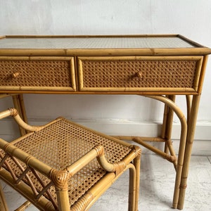 Bamboo and Cane Dressing Table & Cane Stool - Etsy