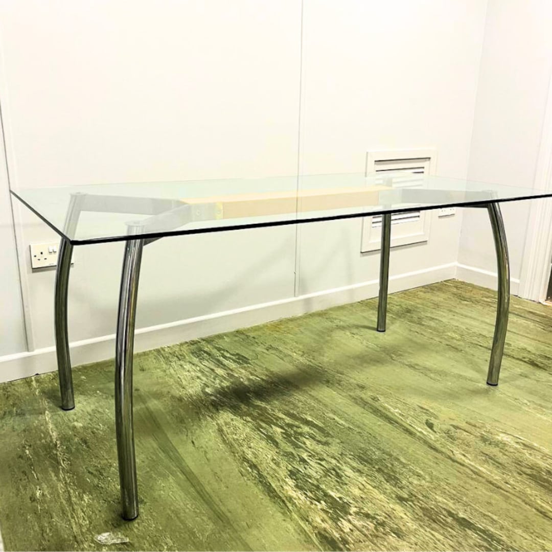Italian Glass Topped Table With Chrome Legs - Etsy