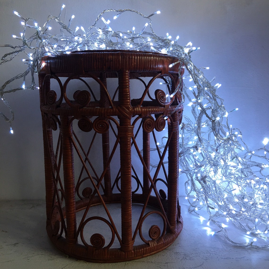 Midcentury Mediterranean Wicker and Rattan Stool /table / - Etsy