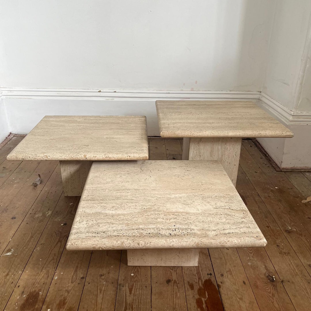 Midcentury Travertine Nesting Tables/ Coffee Tables - Etsy