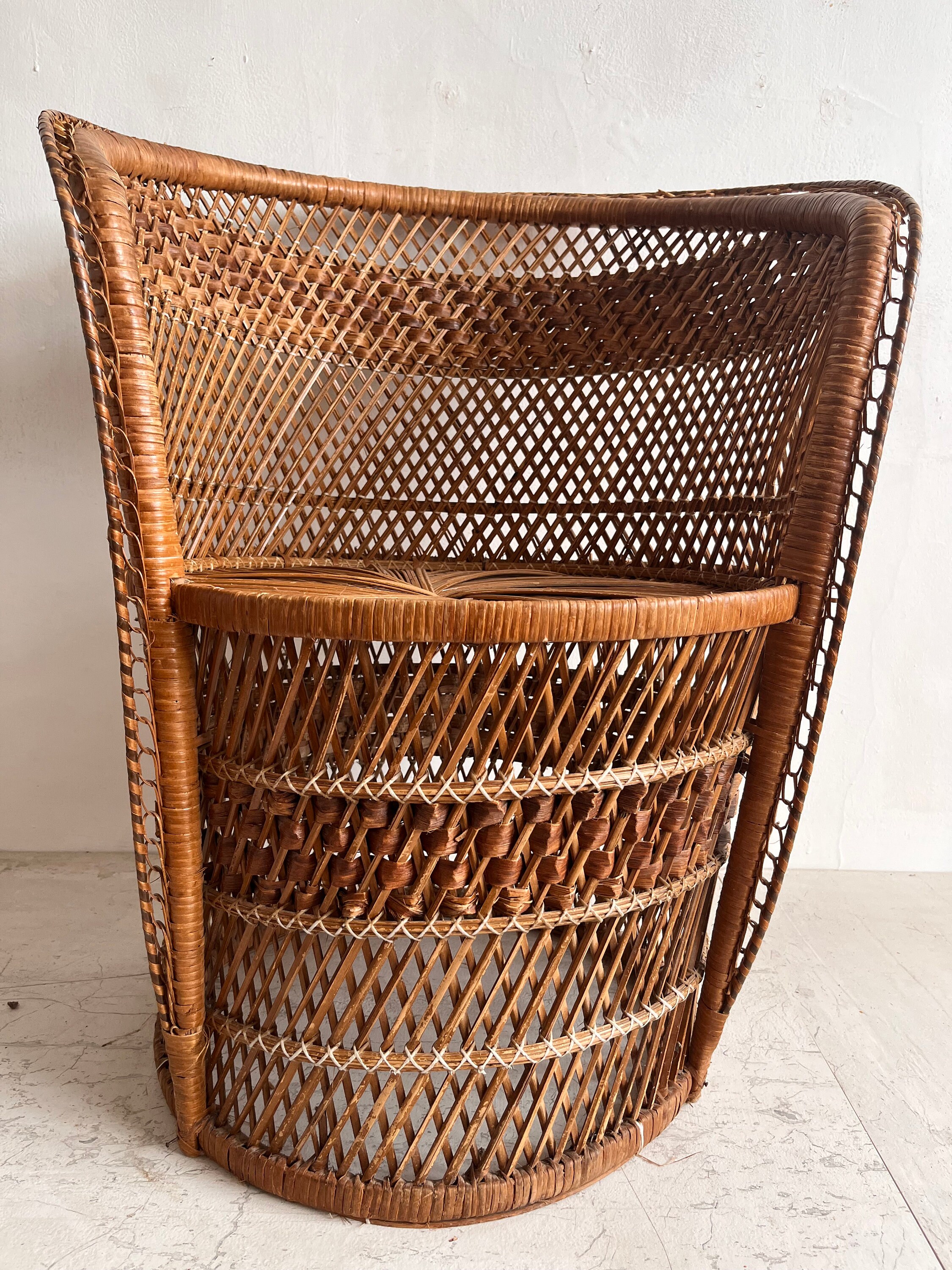 Vintage Peacock Wicker Bucket Chair - Etsy