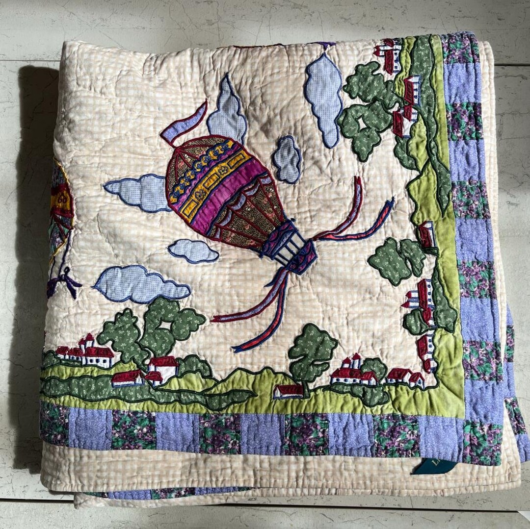 Patchwork Quilt Bedspread With Hot Air Balloon Theme - Etsy