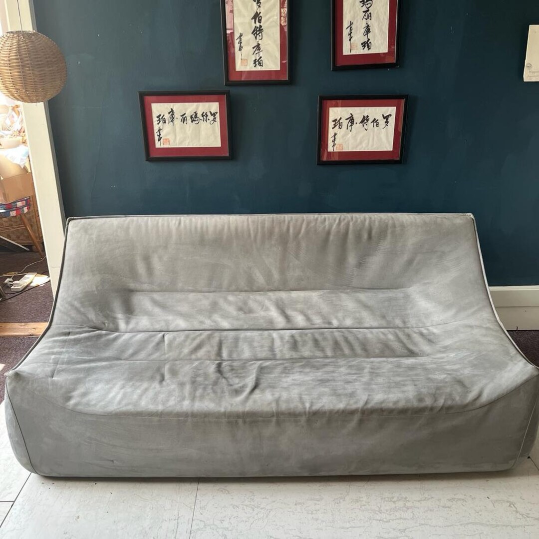 French Ligne Roset Pale Blue Suede Settee - Etsy